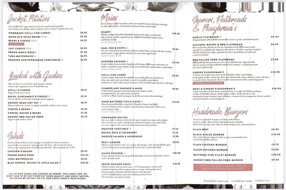 Menu at Attfield's Farm Shop Ltd cafe, Leicester