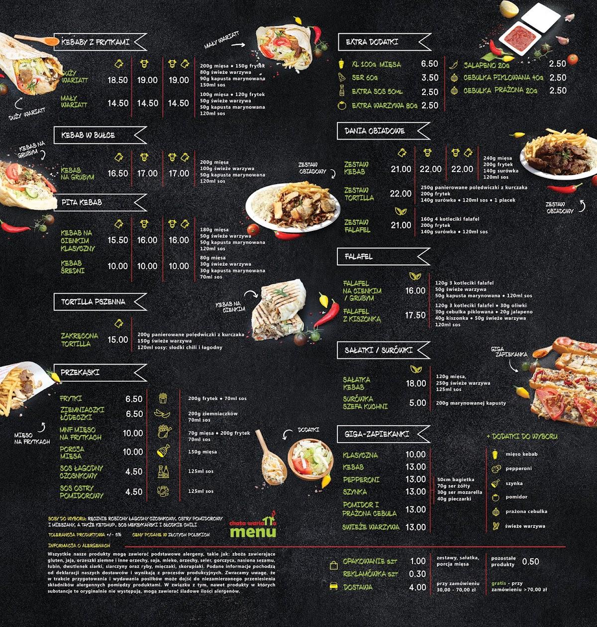Menu at Chata Wariatta cafe, Warsaw, Mińska 7/U-2