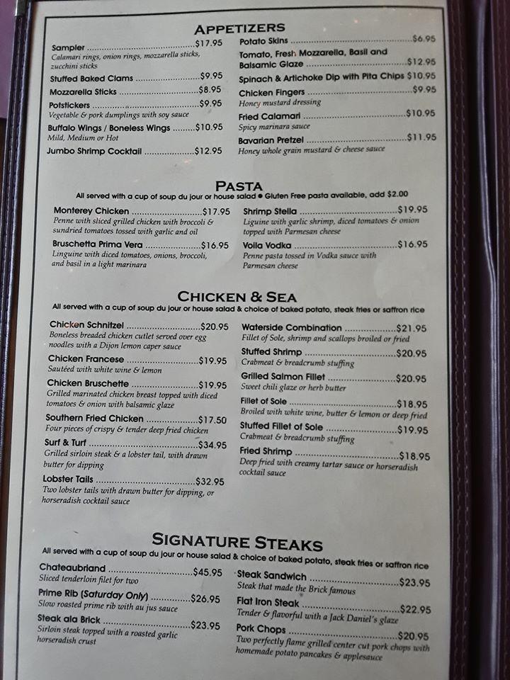 Menu at Maier's Brick Cafe, Lynbrook