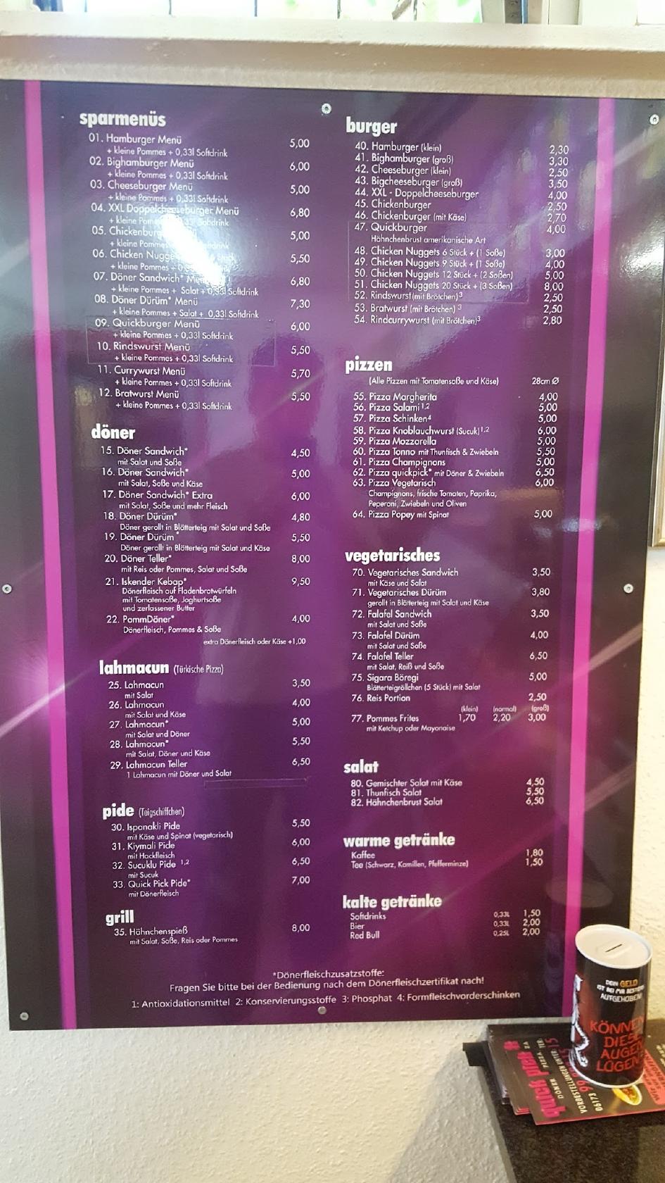 Speisekarte von Quick Pick Döner und Pizza Kronberg, Kronberg im Taunus