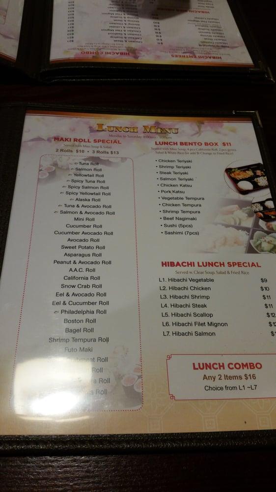 Menu at Sakura restaurant, Ponca City