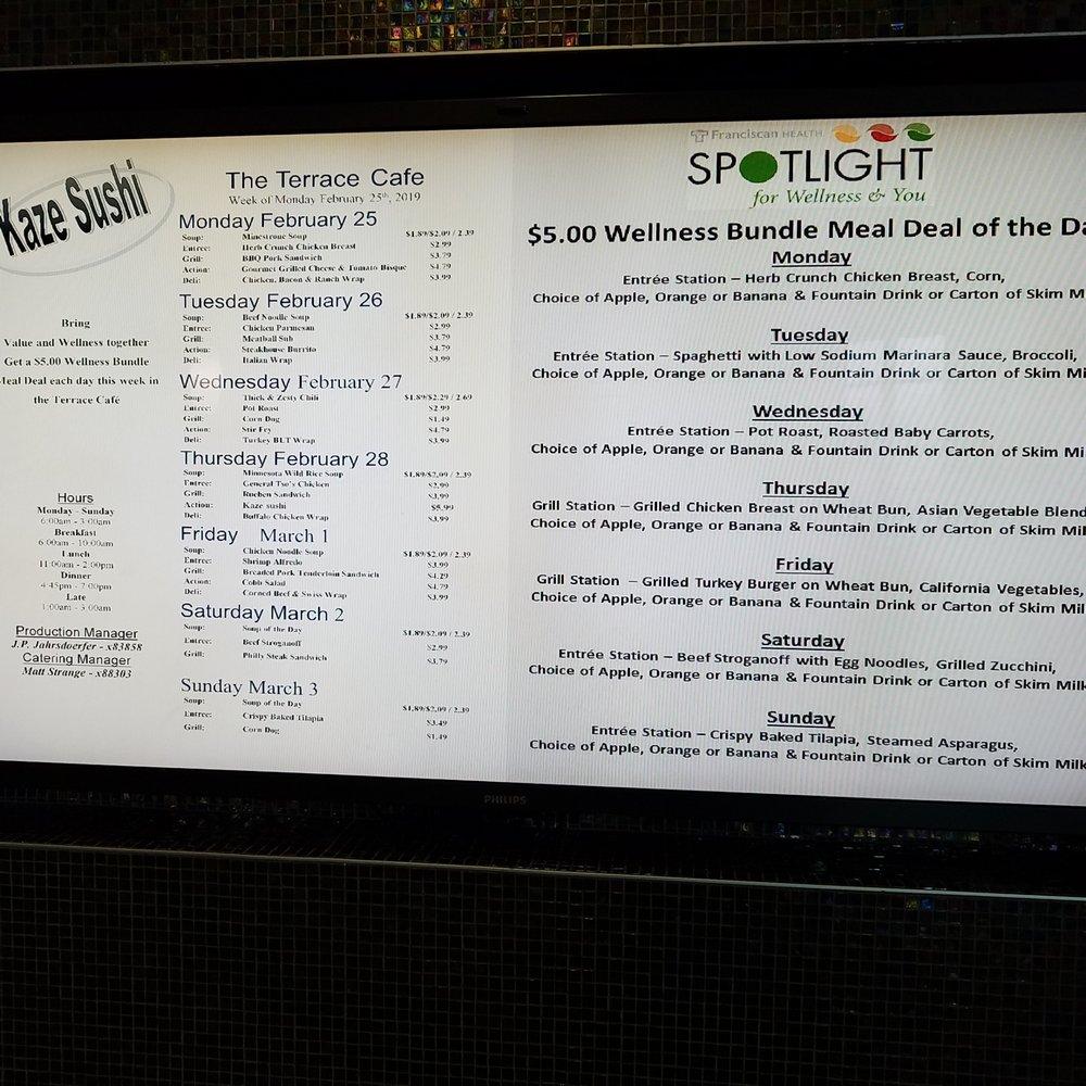 Menu at Terrace Cafe, Indianapolis
