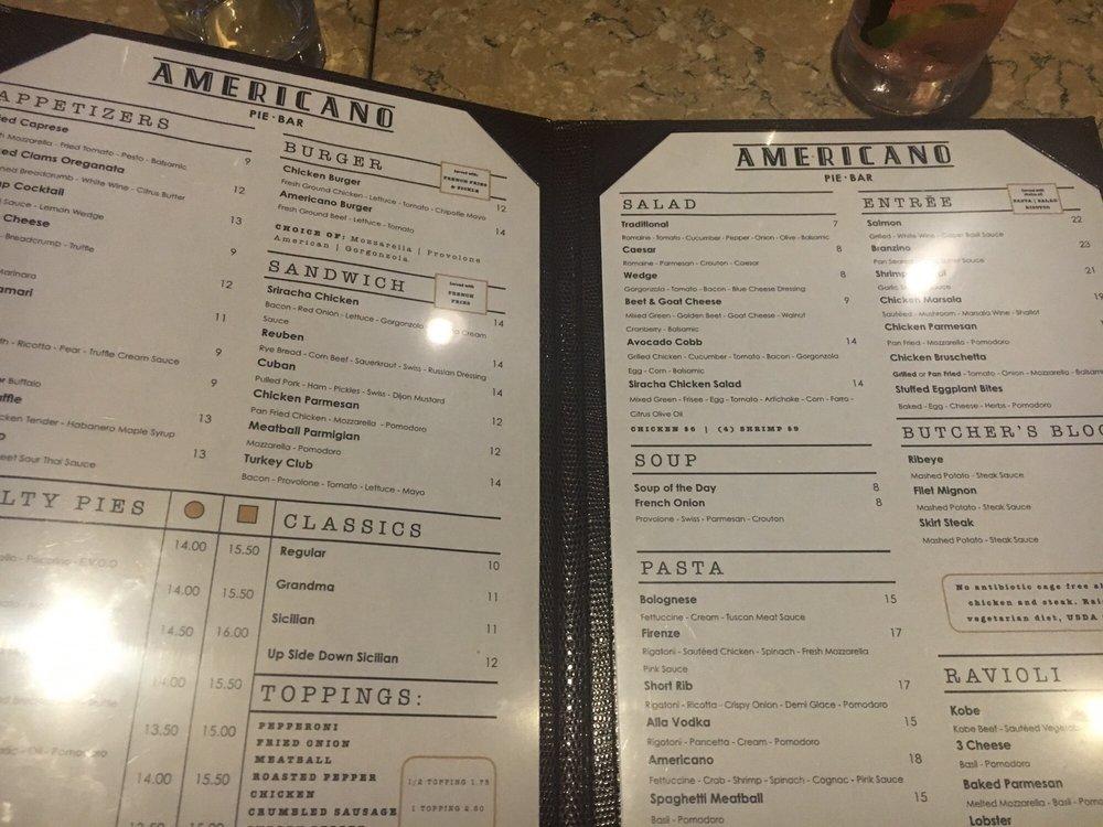 Menu at Americano Pie Bar, Islip