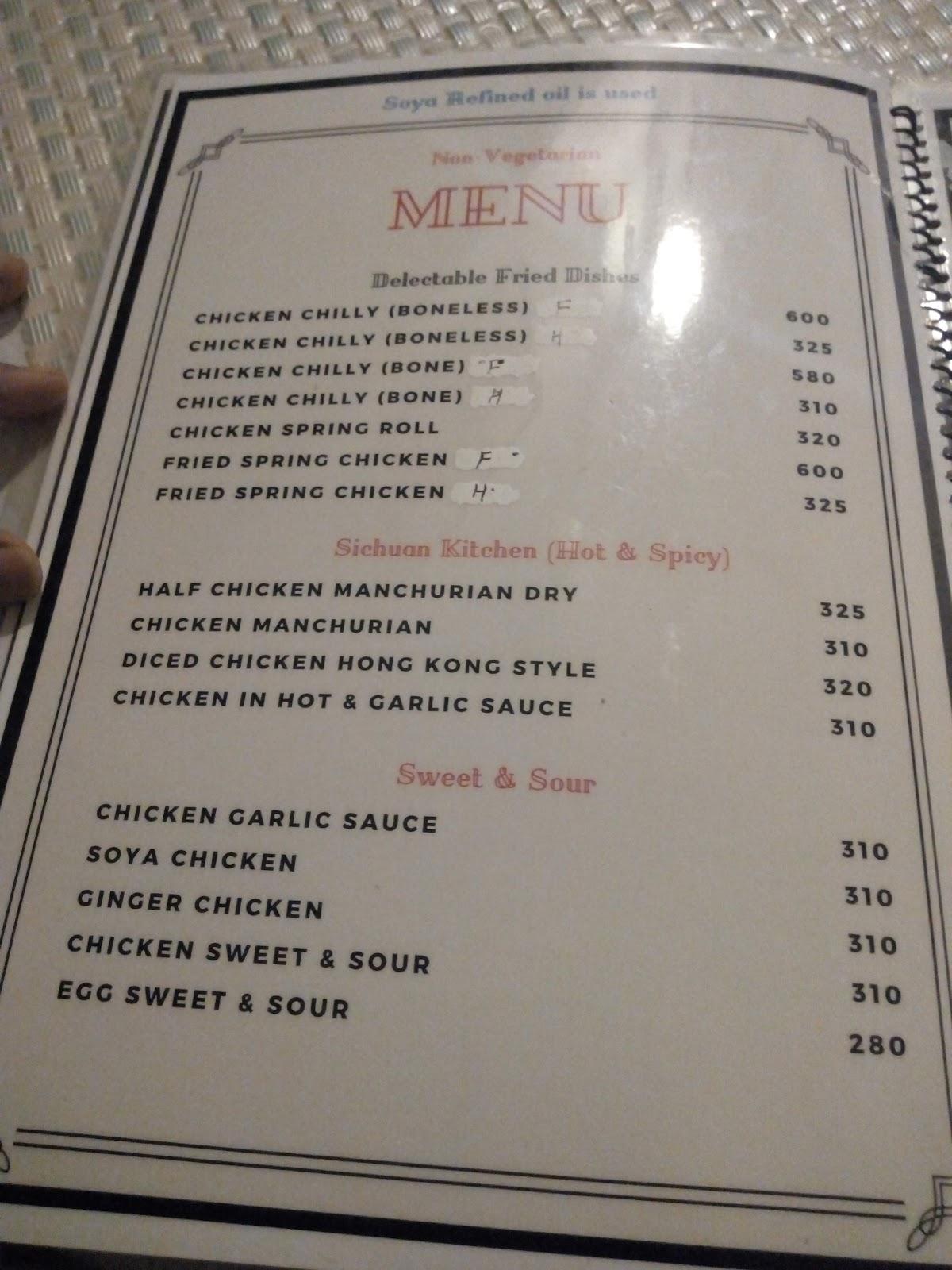 Menu at Chung Fa Chinese Restaurant, Lucknow, 57 Gole Market