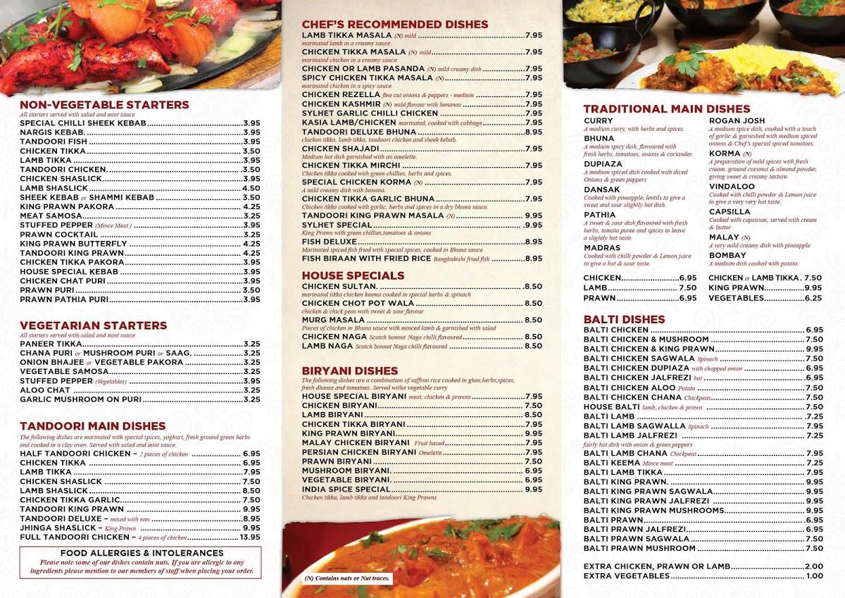 Menu at Viceroy restaurant, Bromsgrove