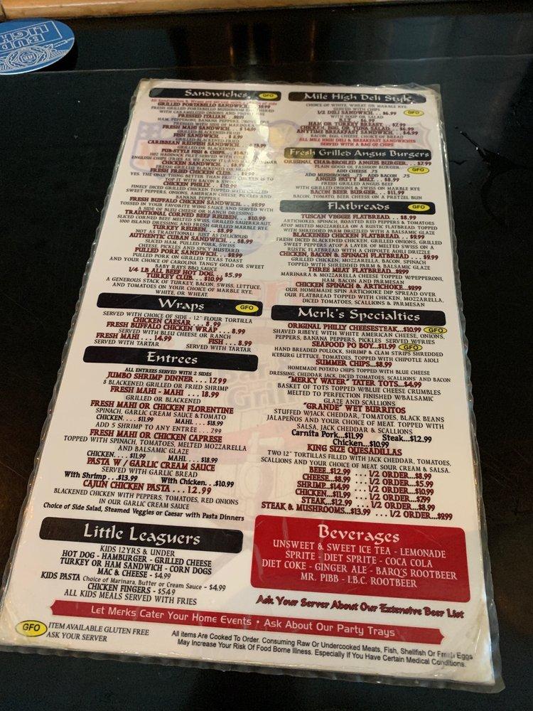 Menu at Merk's Bar & Grill, New Smyrna Beach