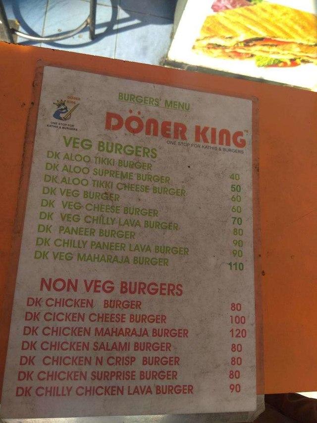 Menu at Doner King, New Delhi, Shop No 72
