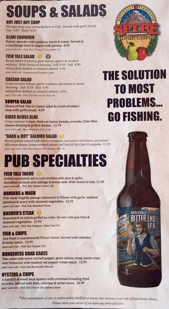 Menu at Fish Tale Brew Pub, Olympia
