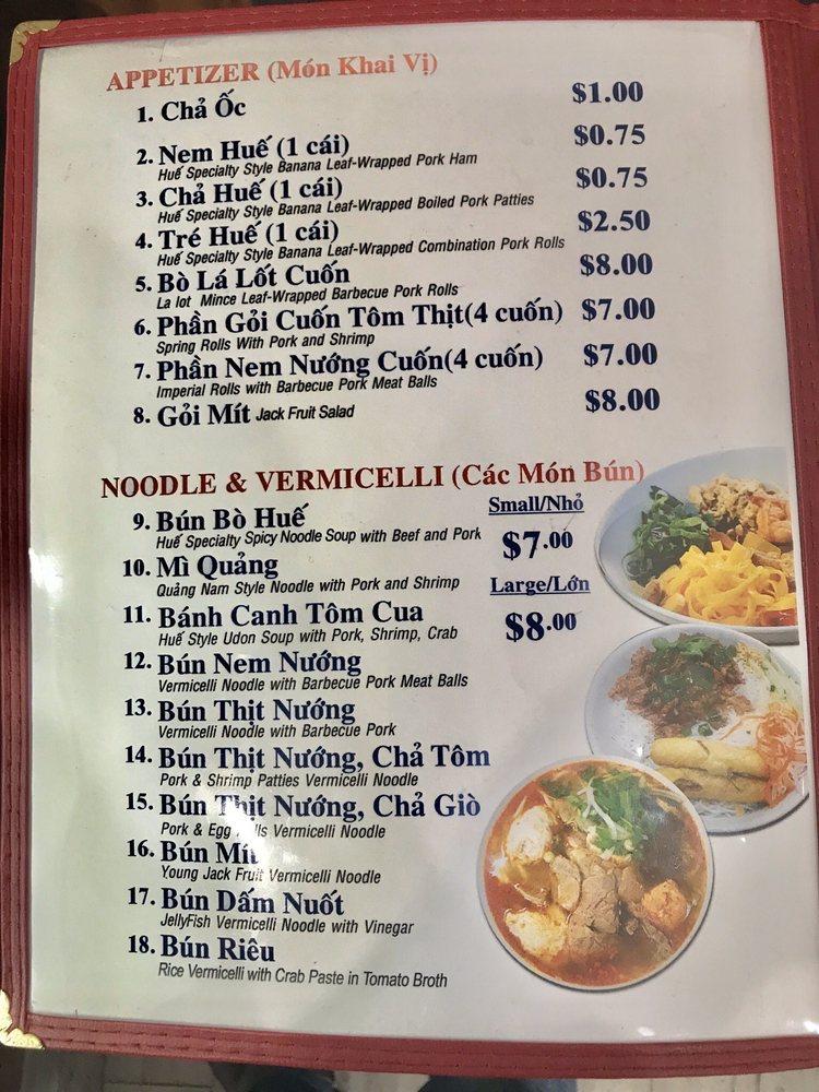 Menu at Hương Huế Food To Go restaurant, Westminster