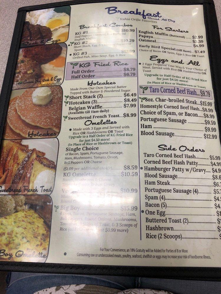 Menu at Kuhio Grille - Home Of The Famous 1lb Laulau restaurant, Hilo ...