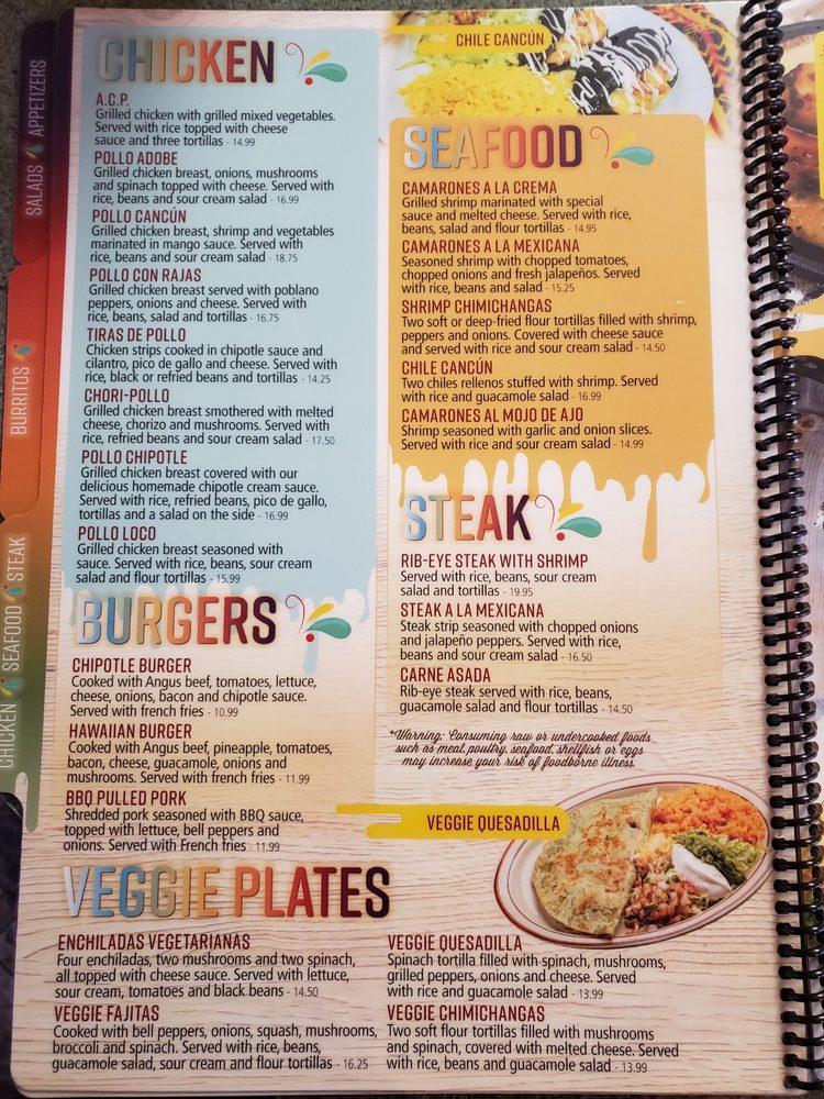 Menu at Las Brasas Grill Mexican Restaurant, Wellsville