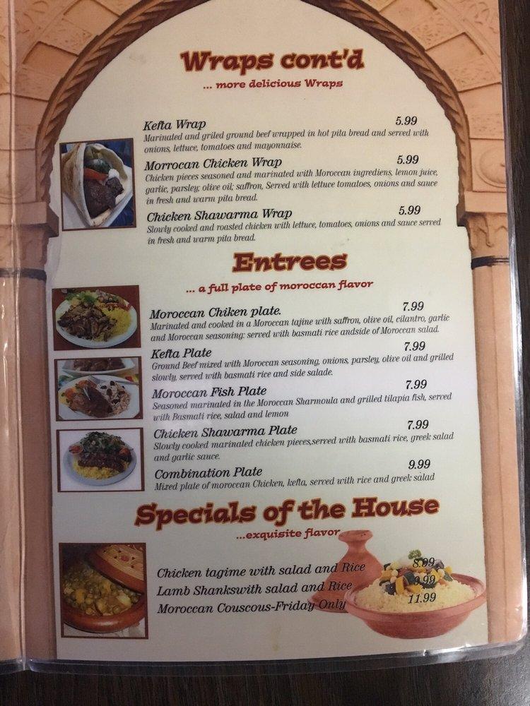 Menu at Moroccan Cuisine & cafe, San Antonio, Fredericksburg Rd #215