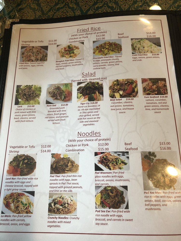 Menu at Thai Jasmine Cuisine restaurant, D'Iberville