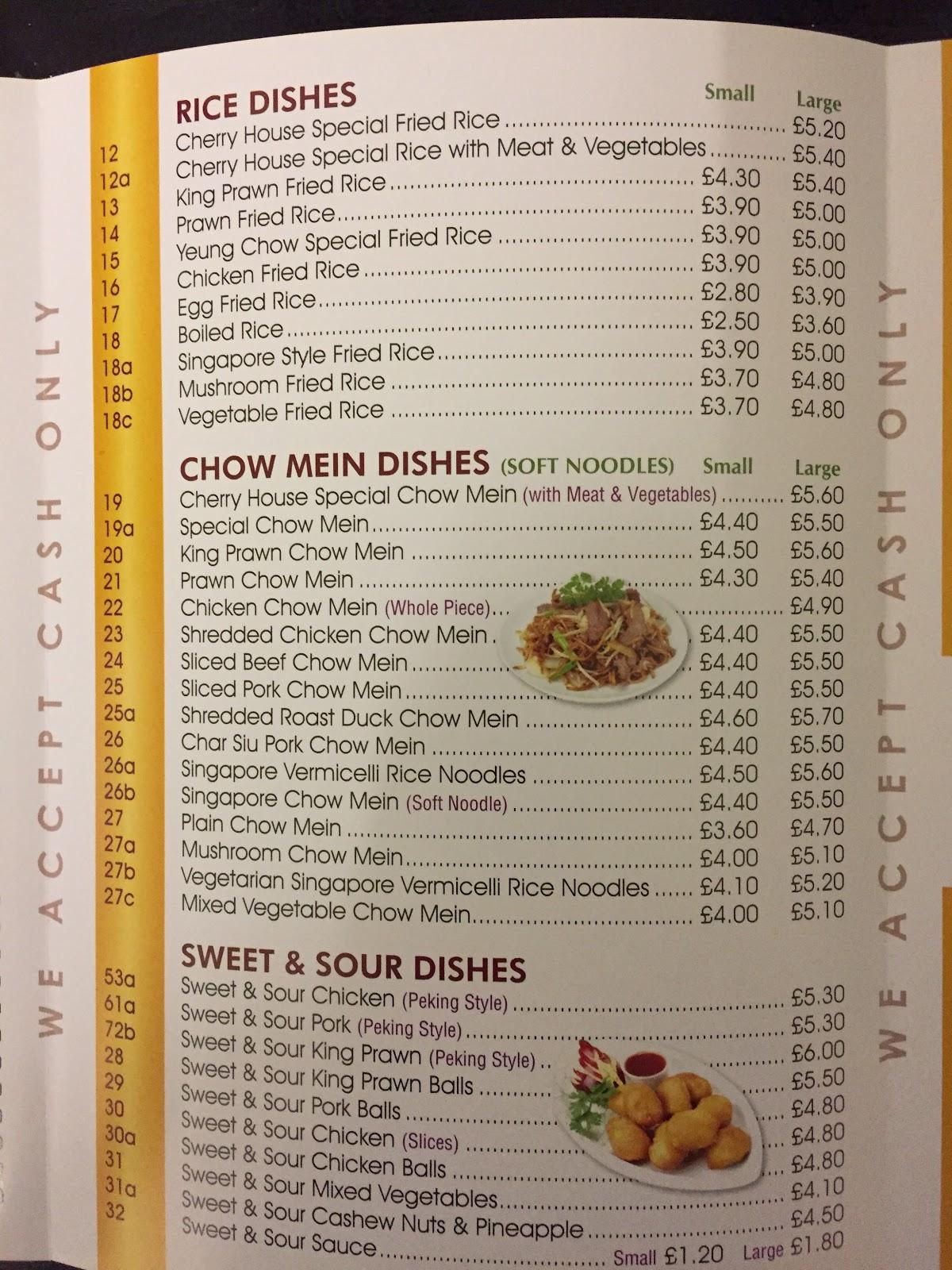Menu at CherryHouseFindon fast food, Worthing