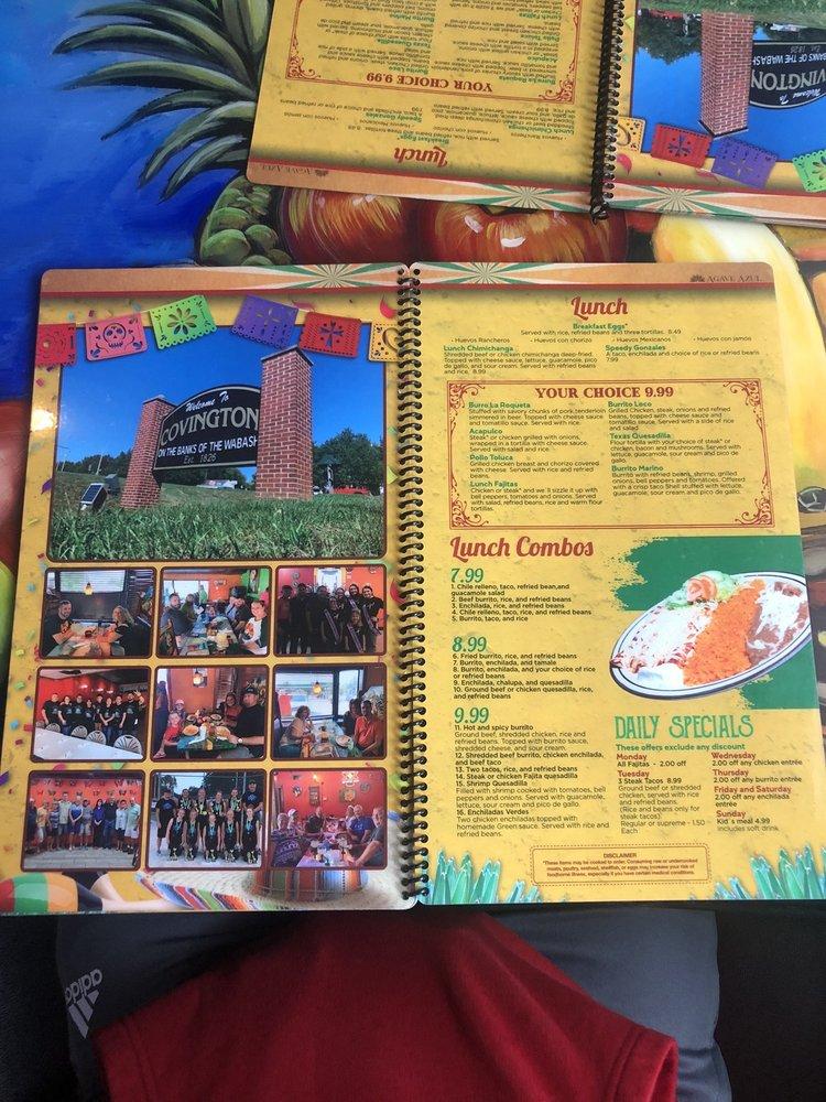 Menu at Agave Azul Mexican Restaurant, Covington