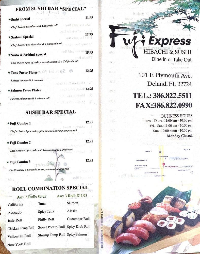 Carta del restaurante Fuji Express, DeLand