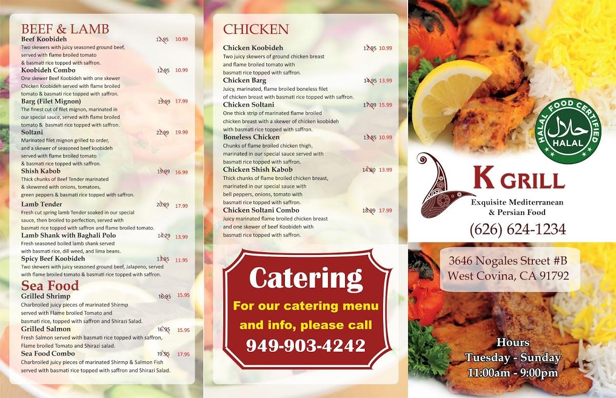 Menu at K Grill | Mediterranean | Persian | Halal restaurant | baklava ...