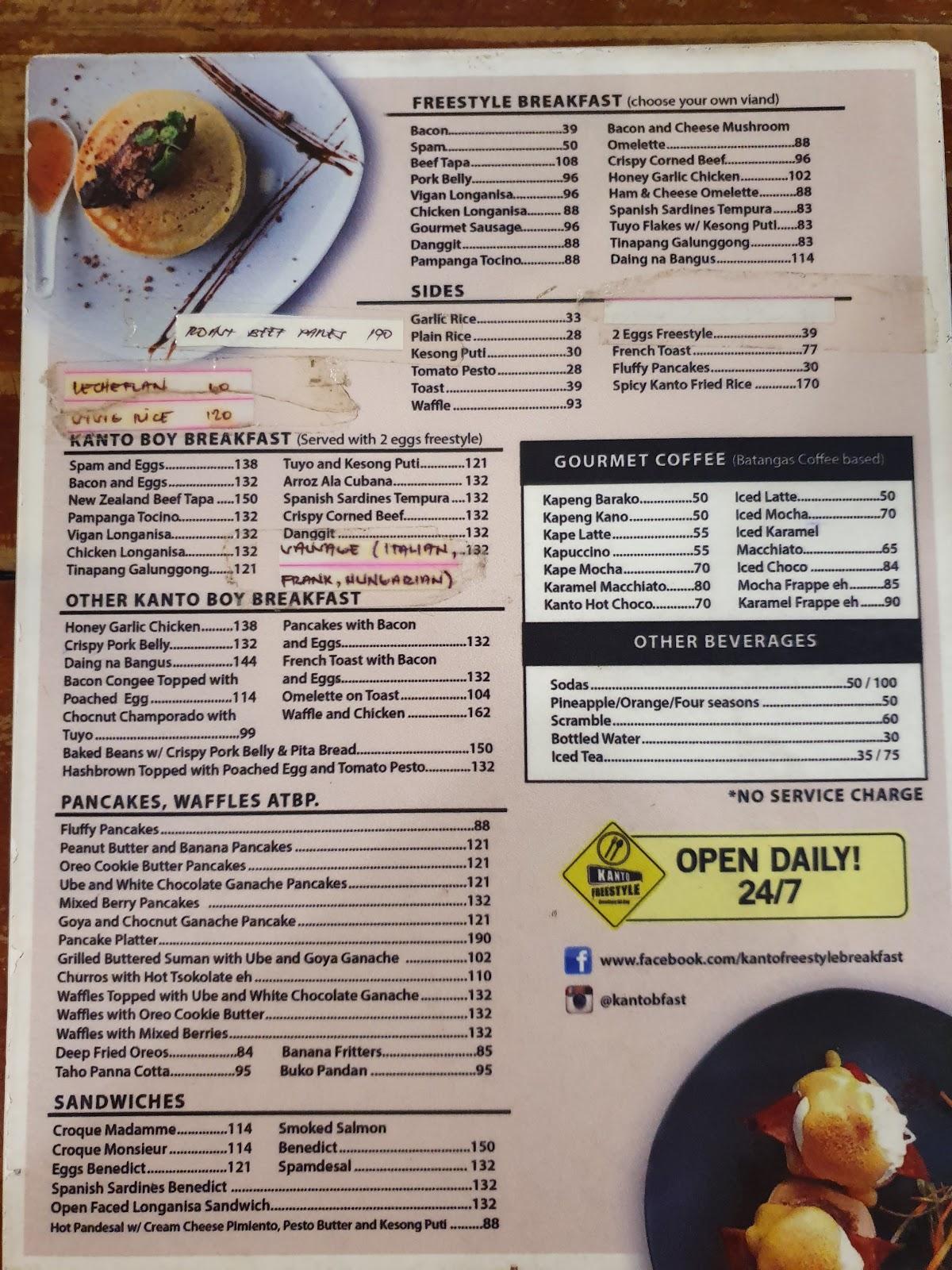 Menu at Kanto Freestyle Breakfast Morato restaurant, Quezon City, J2HM+QH4