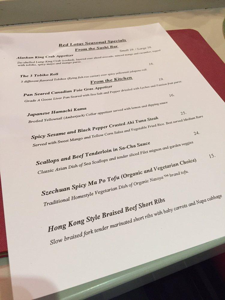 Menu at Red Lotus Restaurant, Shelton