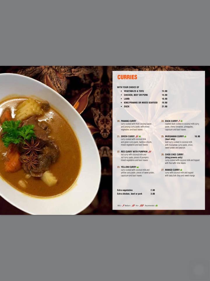 Menu at Sawatdee Thai Restaurant, Batemans Bay
