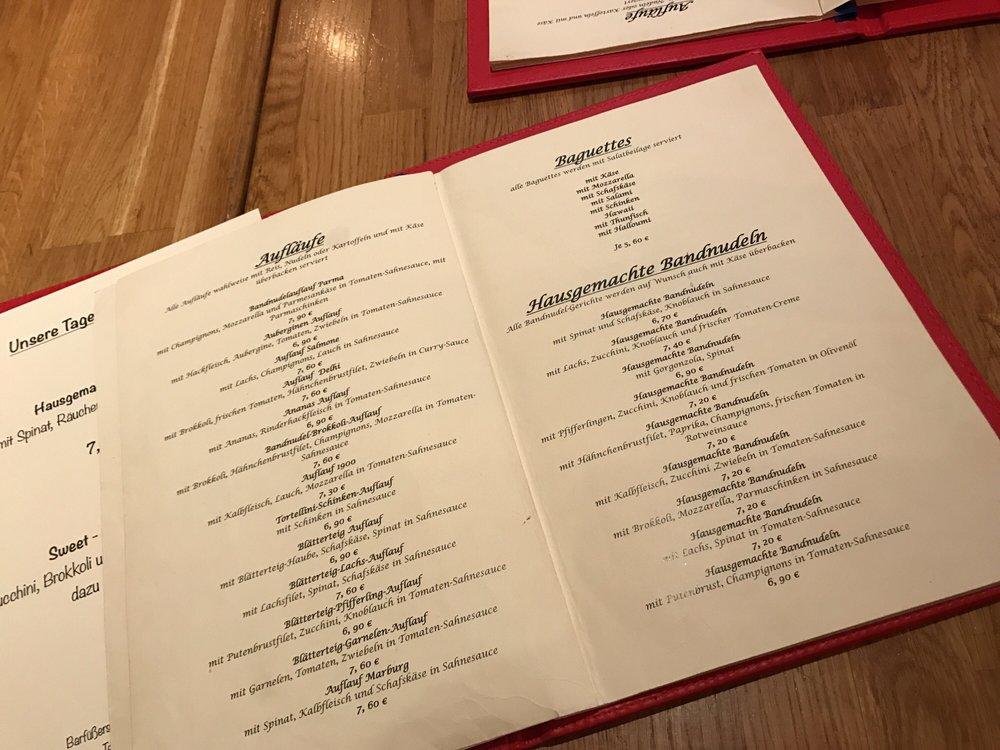 Menu at Cafe 1900, Marburg