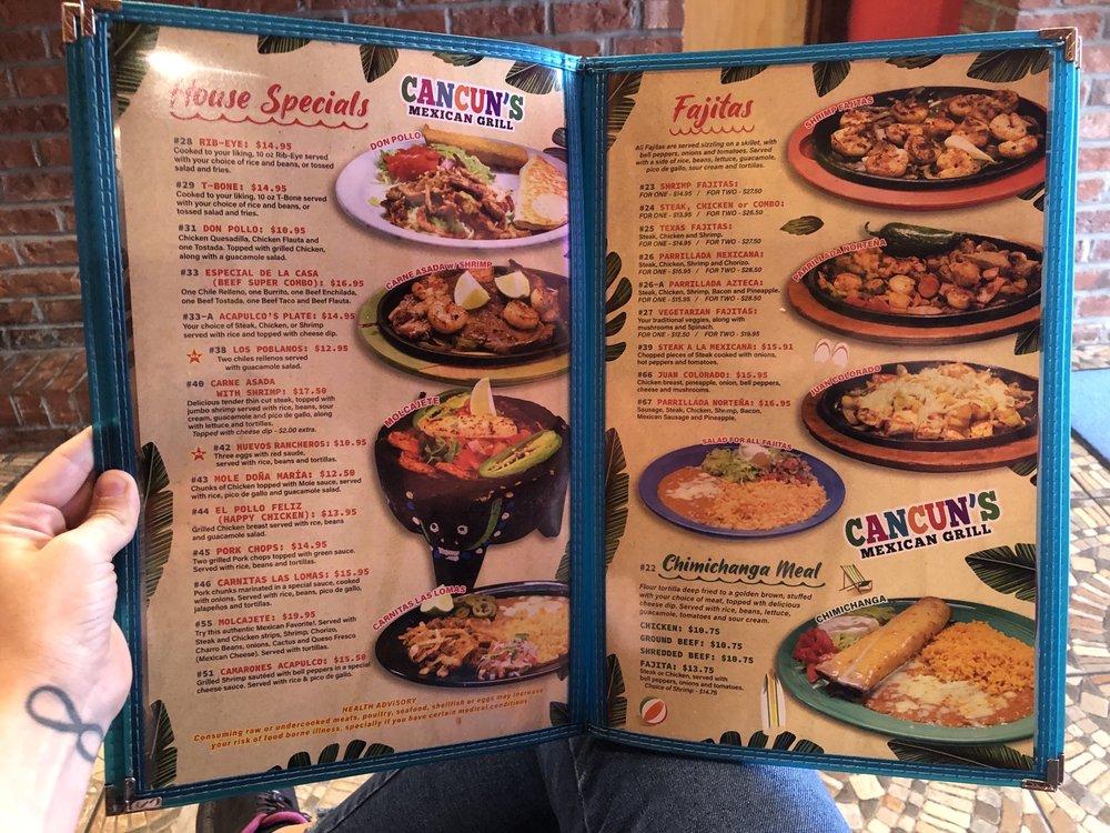 Menu at Cancun Mexican Grill restaurant, Bonifay, S Waukesha St