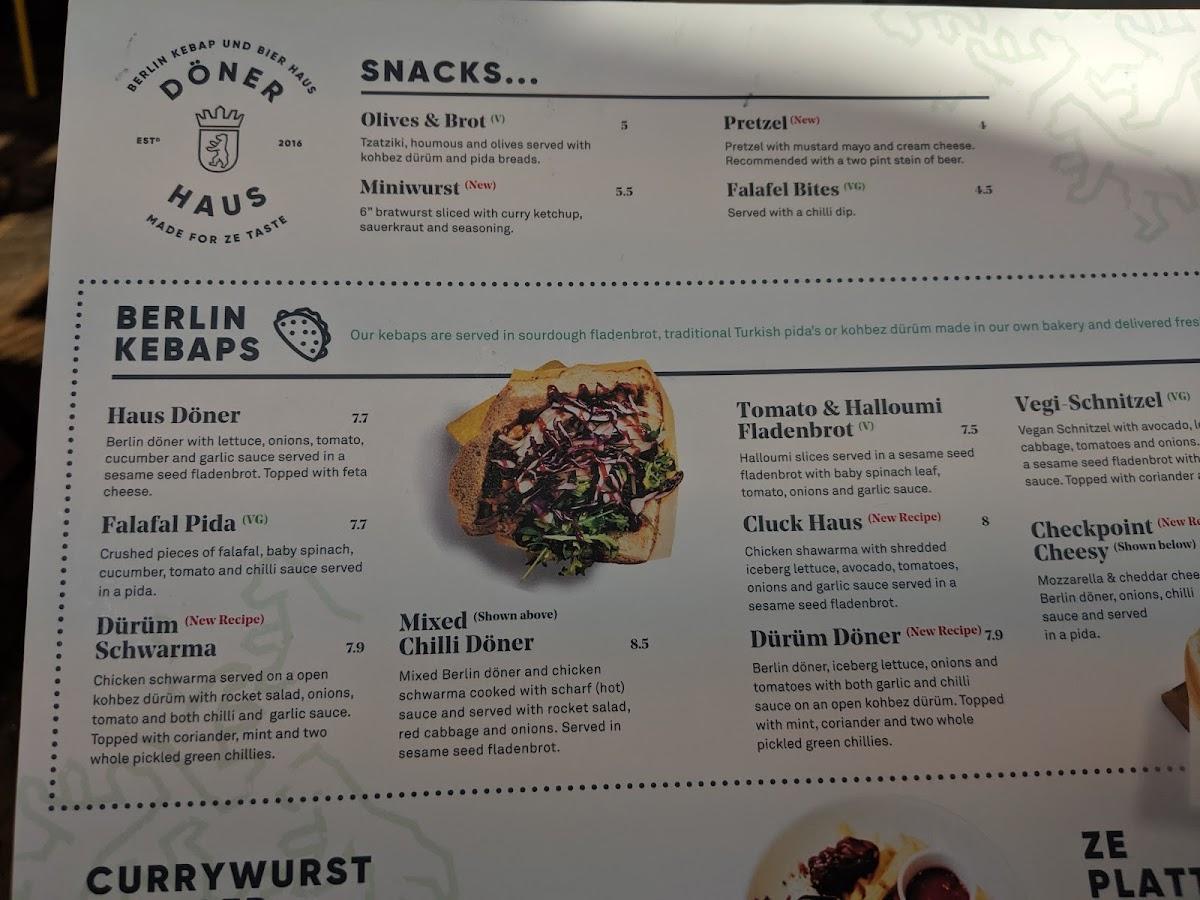 Menu at Döner Haus restaurant, Glasgow
