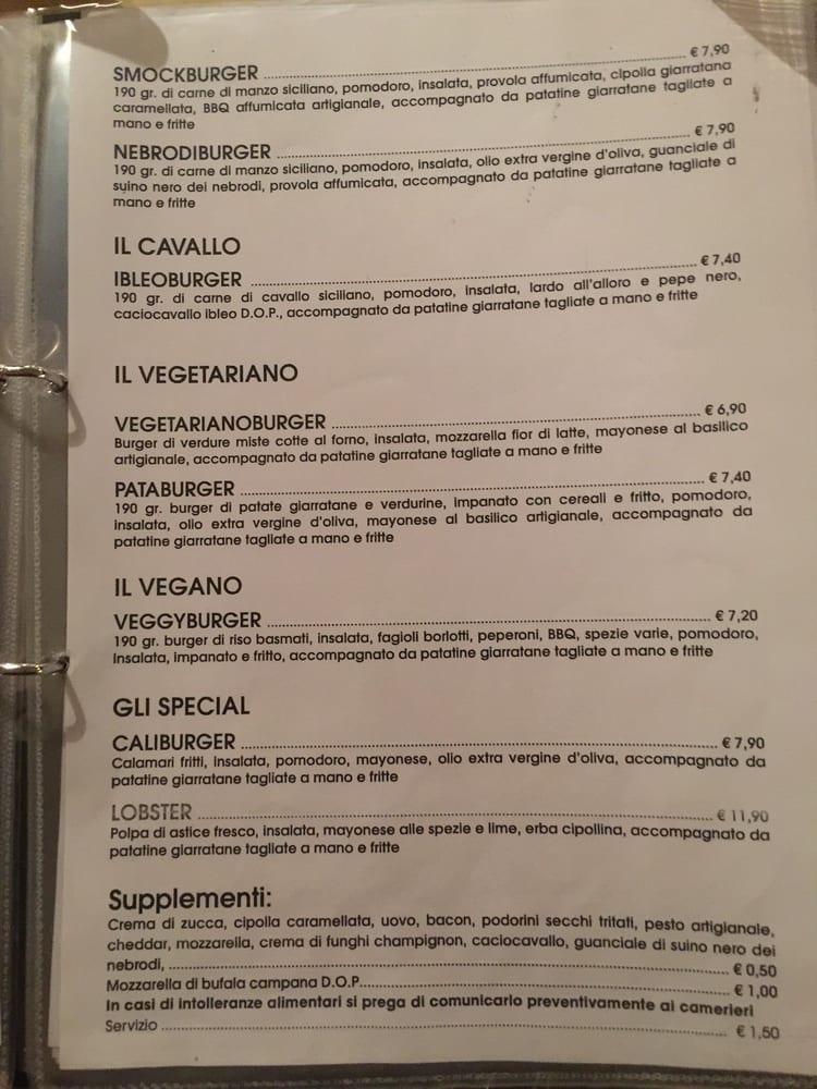 Menu at FAB pub & bar, Catania