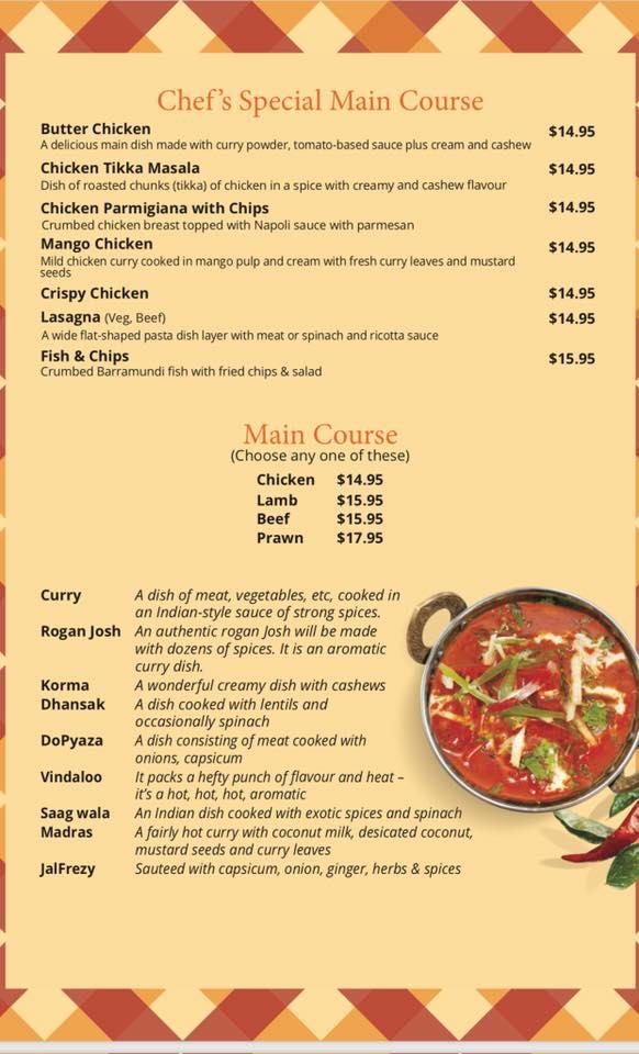 Menu at Indo Italian Fusion (Indian Restaurant 3/2 Elysium Rd Carrara ...