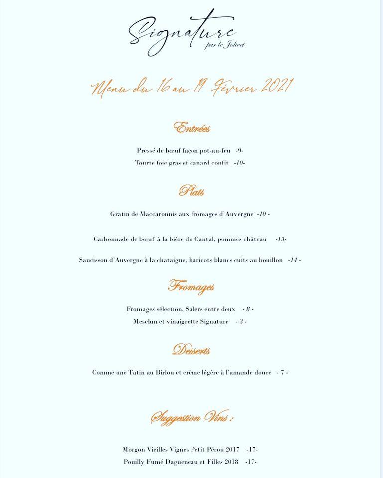 Menu at Le plomb du cantal Jolivet restaurant, Paris, 5 Rue du Maine