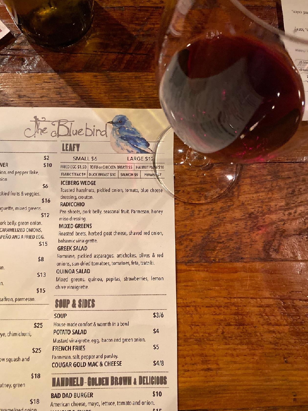 Menu at Midtown Bluebird pub & bar, Coeur d'Alene