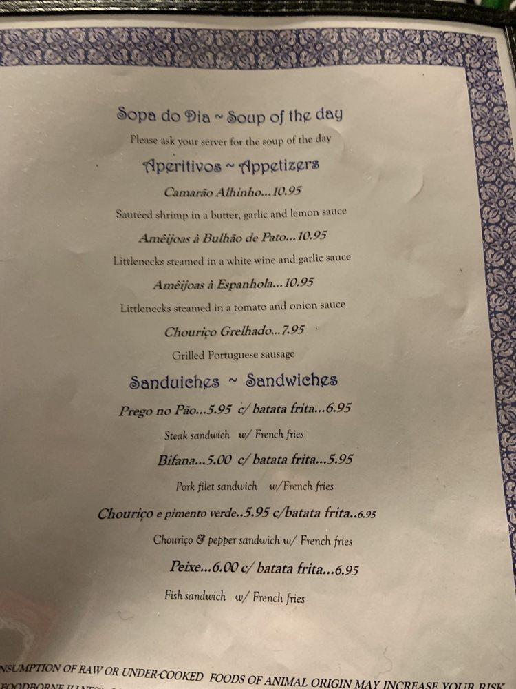 Menu at O Dinis restaurant, East Providence