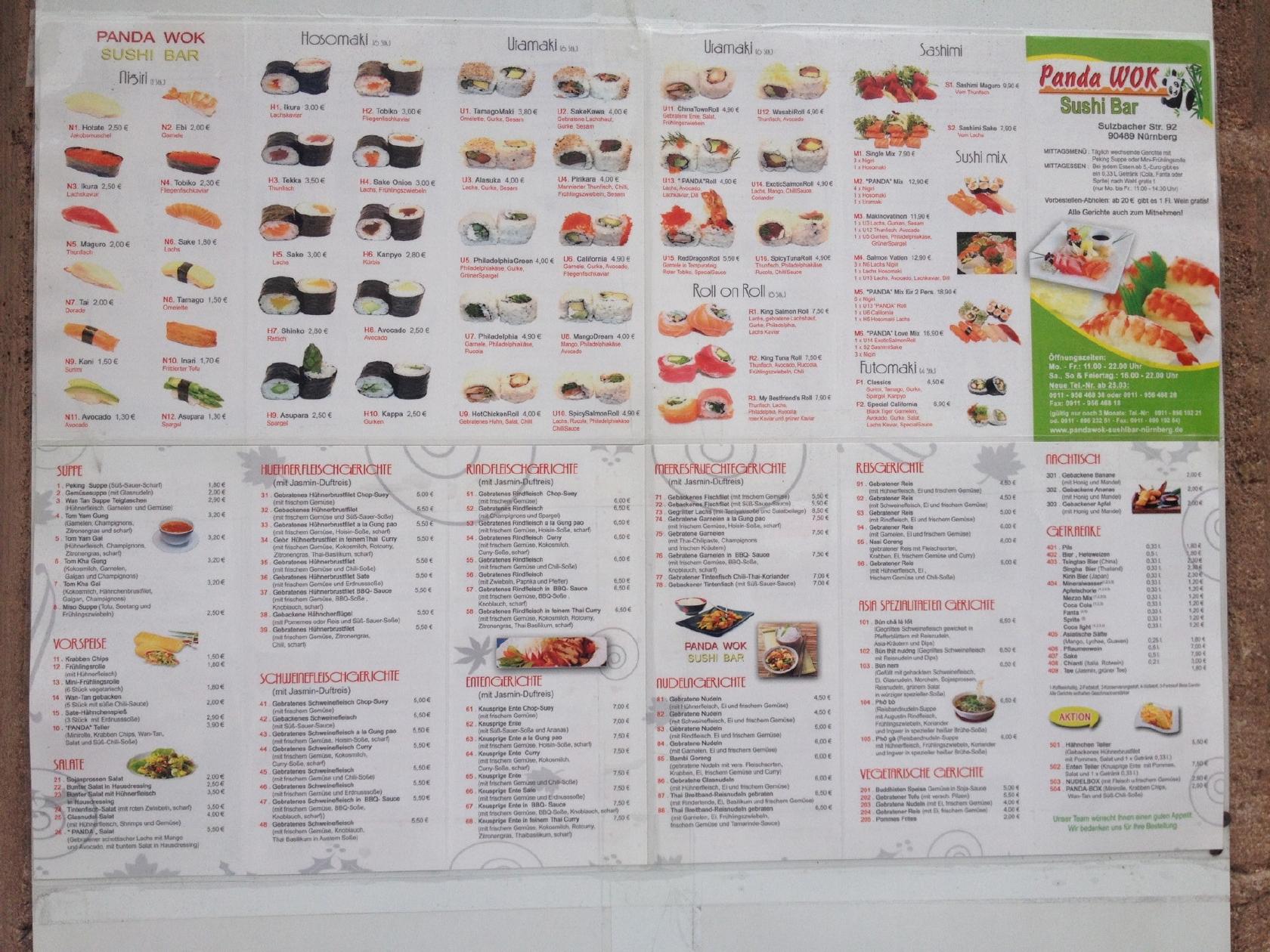 Speisekarte von Panda Wok restaurant, Nürnberg