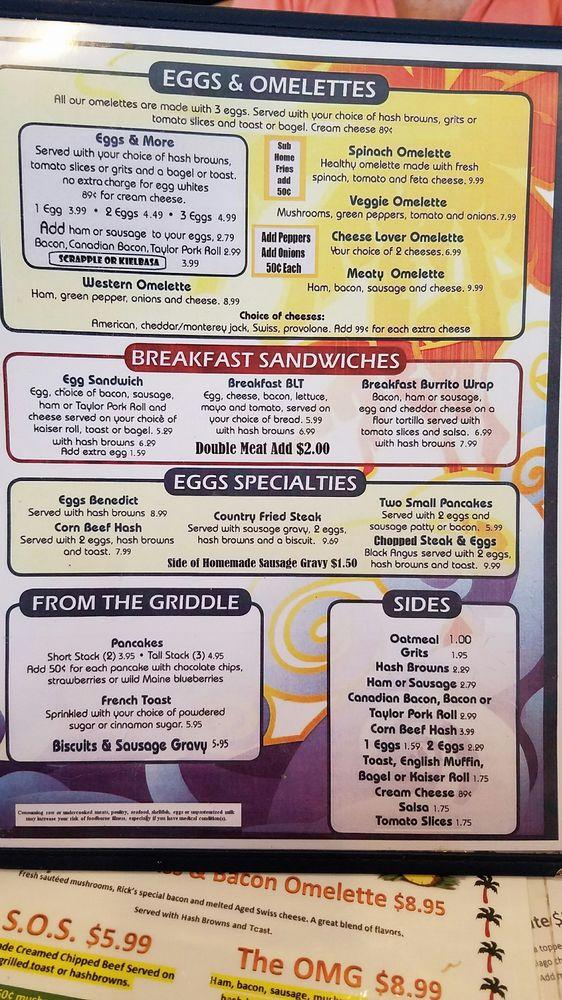 Menu at Rick's Diner restaurant, Port St. Lucie, 466 SW Port St Lucie ...
