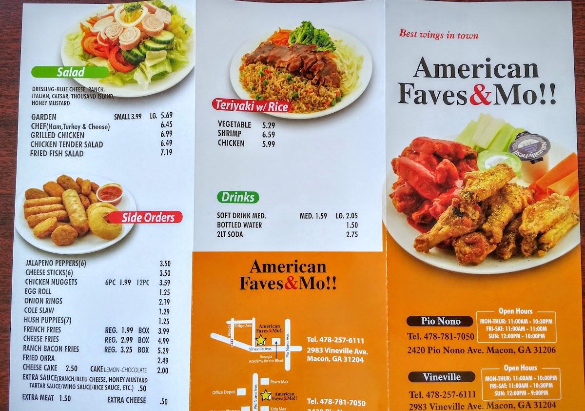 Menu at American Faves & Mo!! restaurant, Macon, Vineville Ave