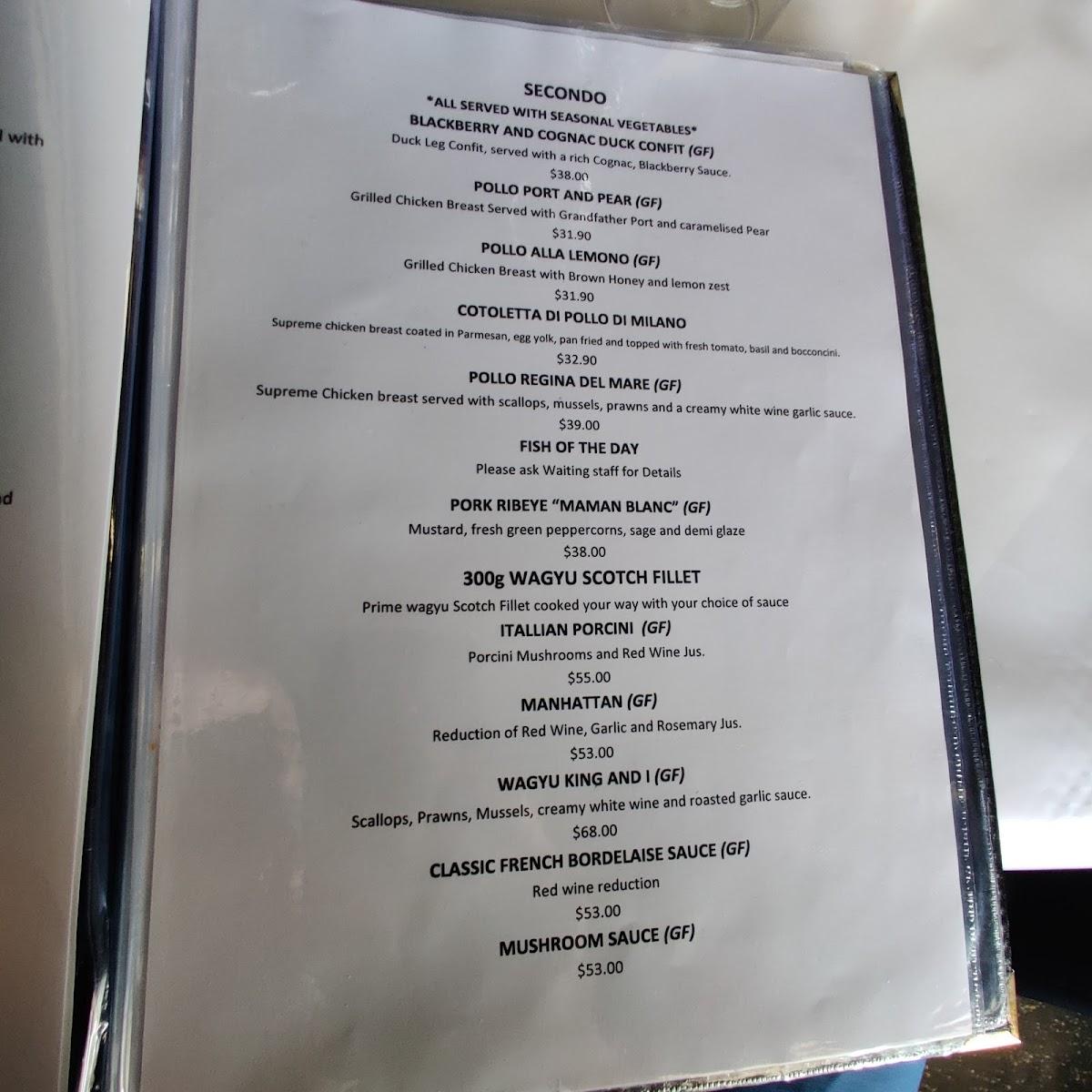 Menu at Cafe Romantica, Irymple