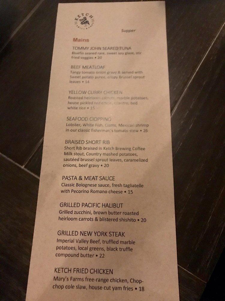 Menu at Ketch Grill and Taps pub & bar, San Diego, Shelter Island Dr