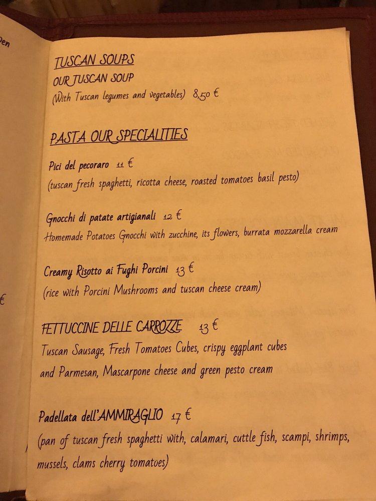 Menu da Ristorante Trattoria Le Antiche Carrozze, Firenze