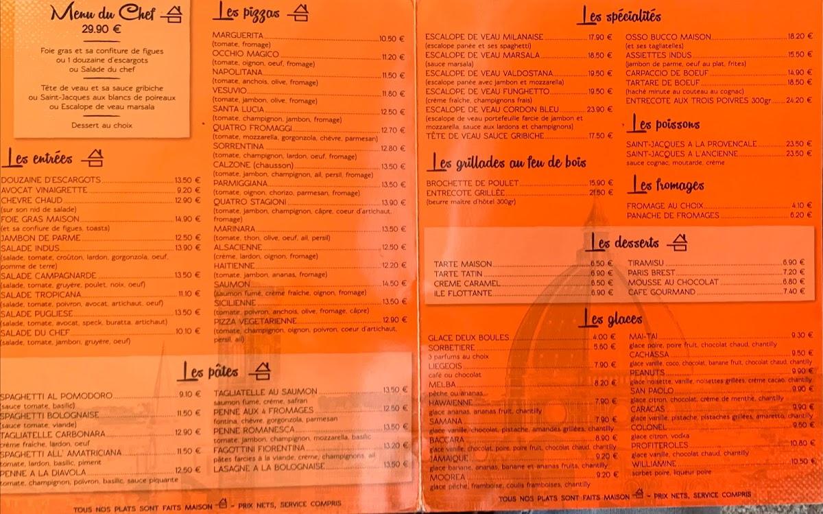 Menu au L'indus restaurant, Saint-Dizier