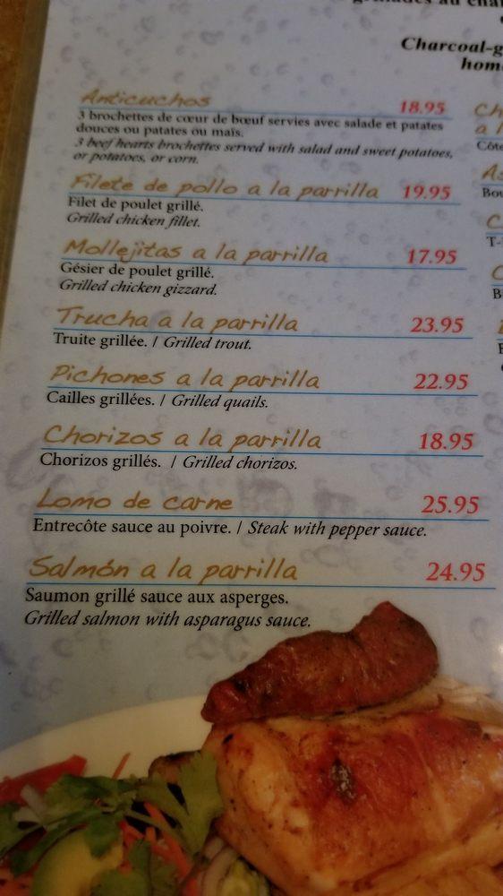 Menu at Sol y Mar Restaurant, Montréal