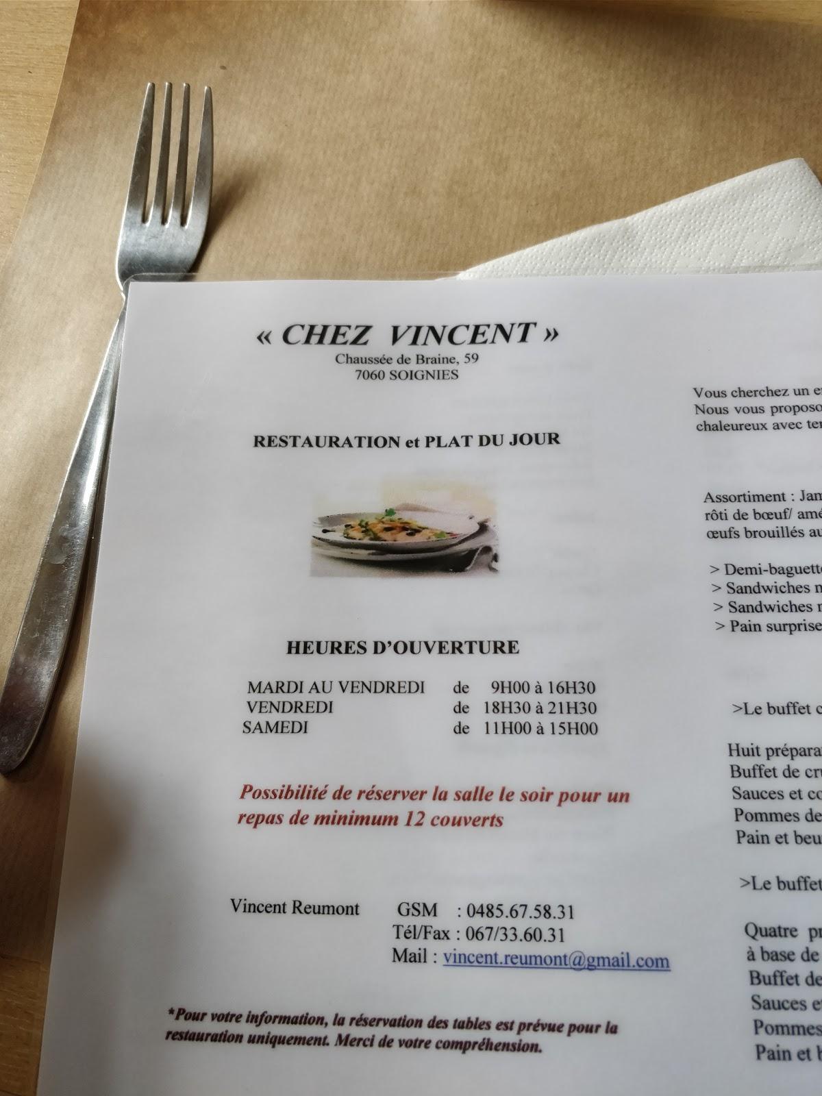 Menu au Chez Vincent, Soignies