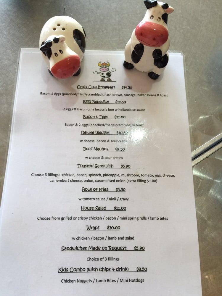 Menu at THE COW CAFE, Putaruru