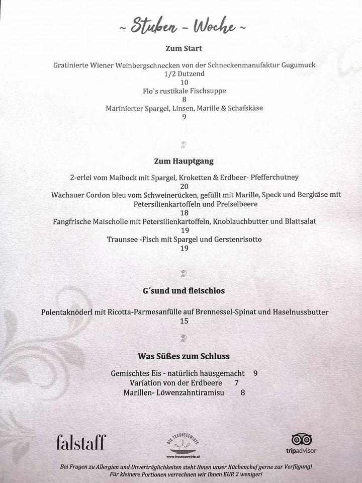 Menu at Die Stube im Maximilianhof pub & bar, Altmünster
