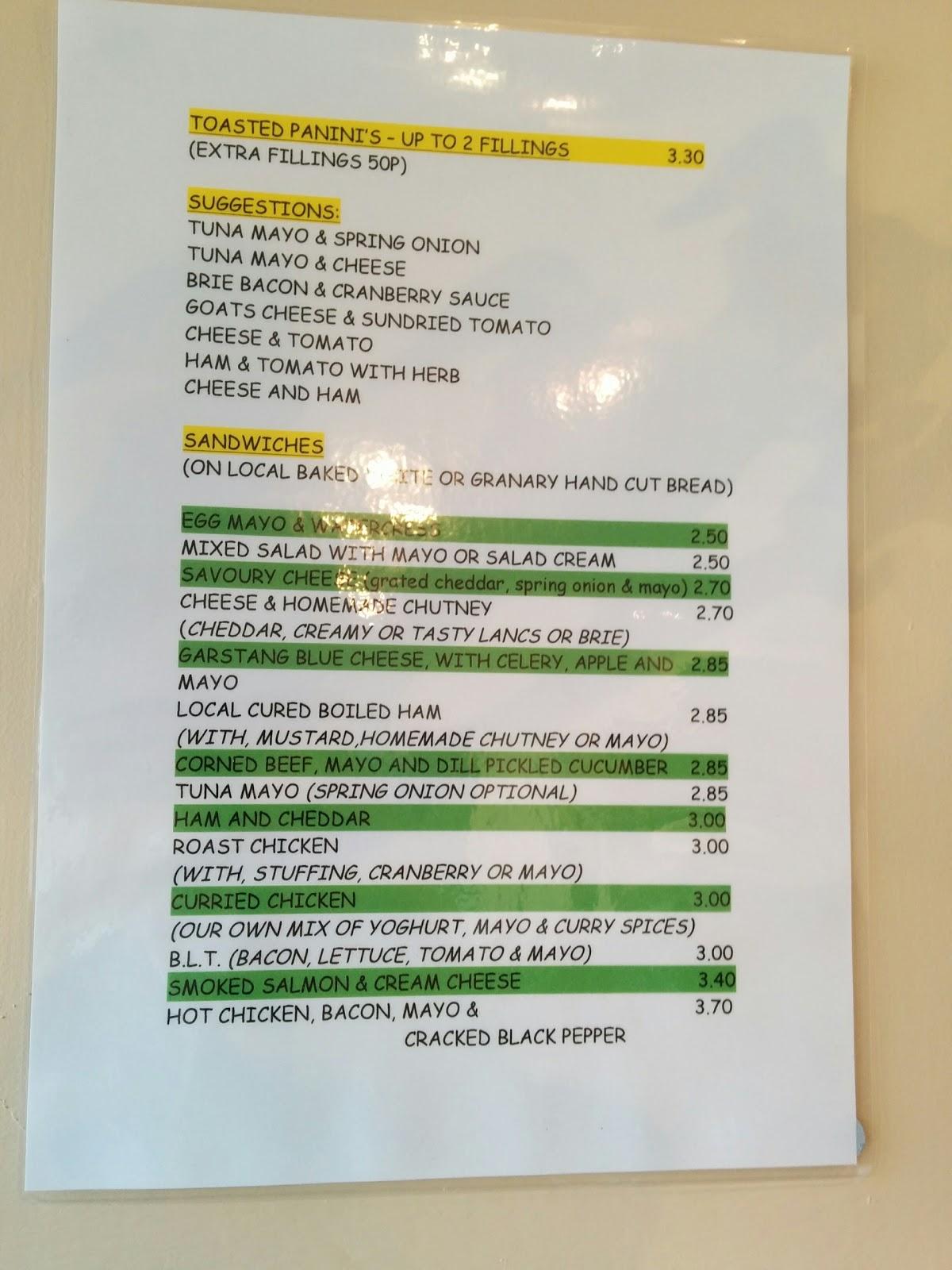 Menu at Dizzy Ducks Bistro cafe, Ribby-with-Wrea