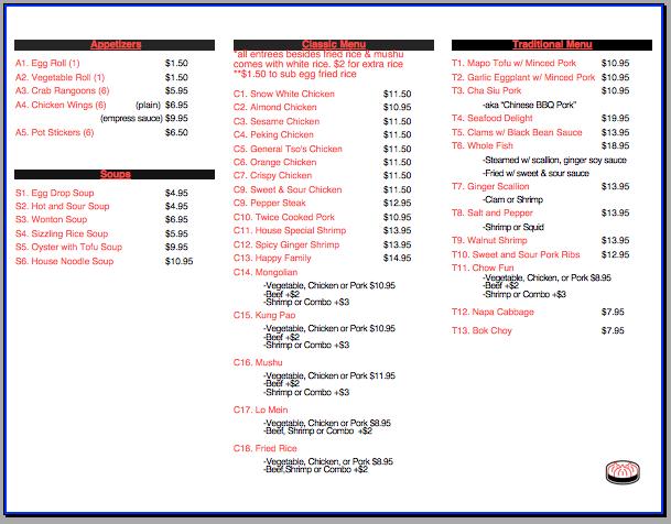 Menu at Meimei's Dim Sum House restaurant, Grovetown
