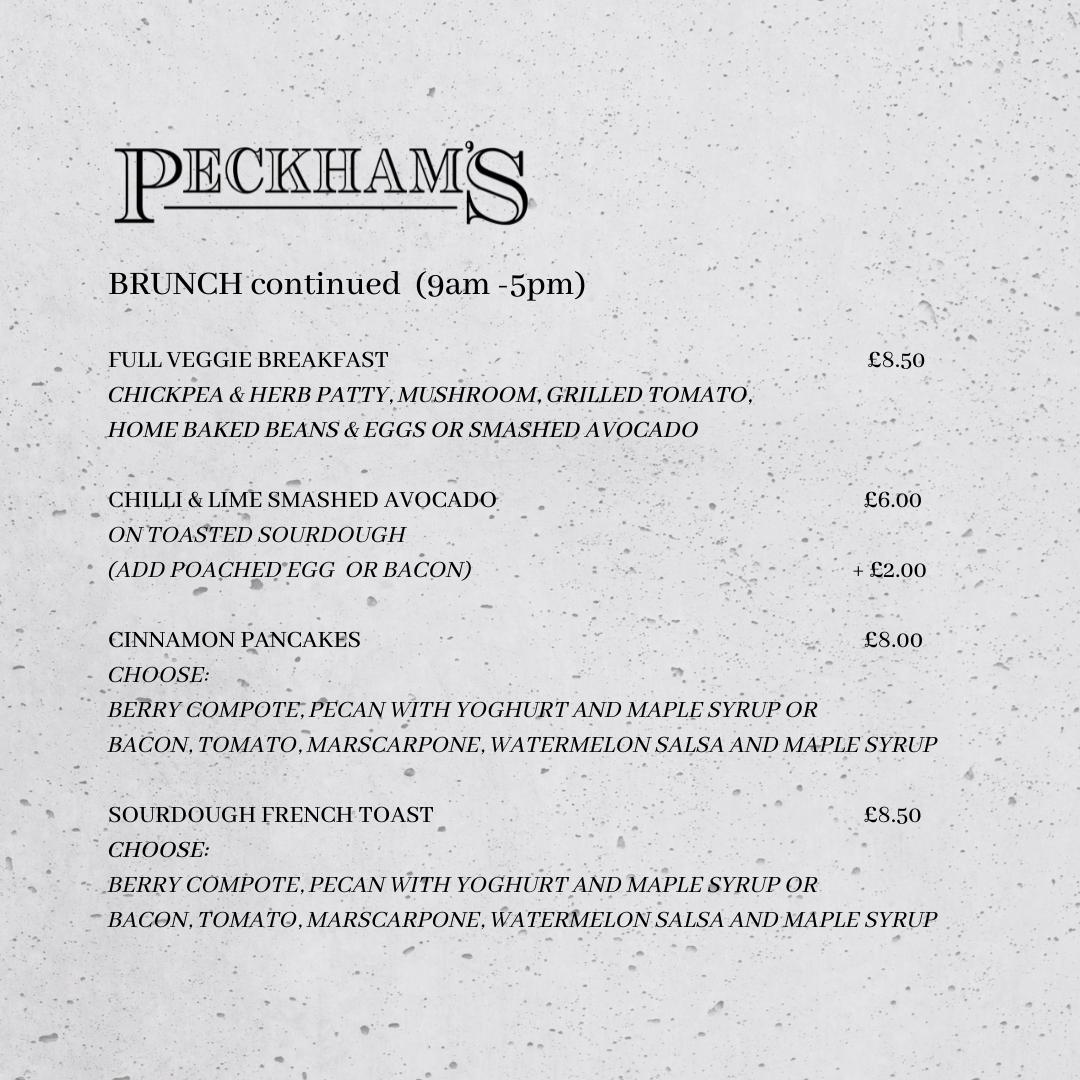 Menu at Peckhams restaurant, Glasgow, 43 Clarence Dr