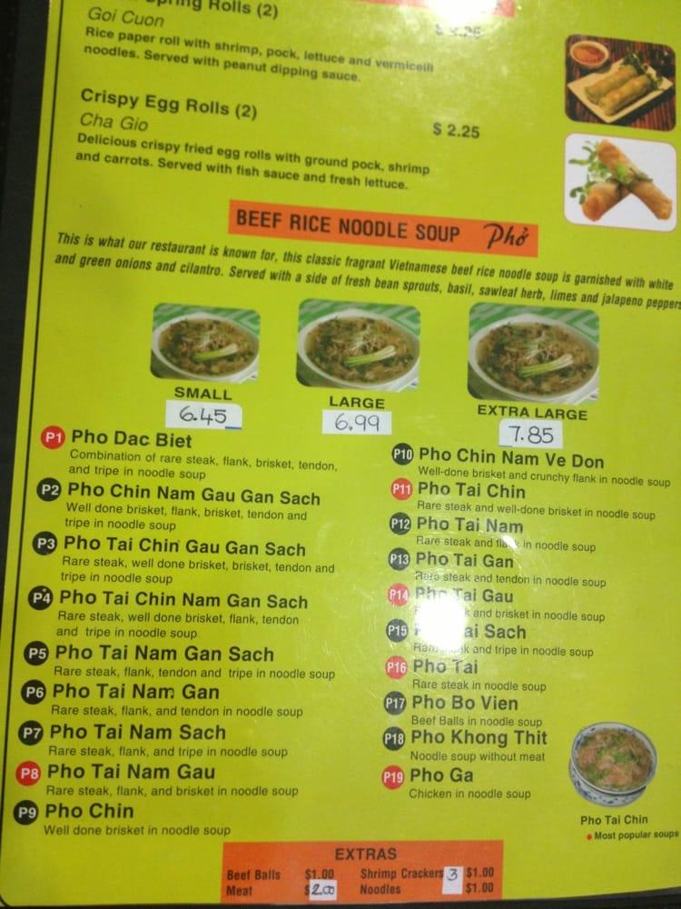 Menu at Pho Lien Hoa restaurant, Oklahoma City, 901 NW 23rd St