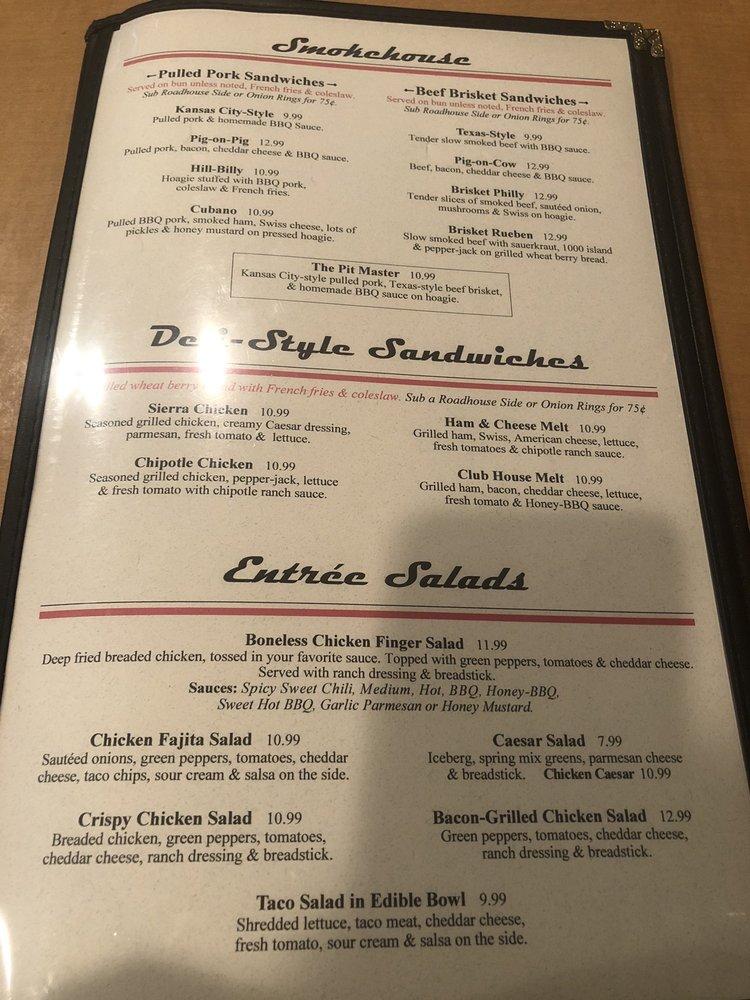 Menu at Roadhouse Vermillion restaurant, Vermillion, 911 E Cherry St