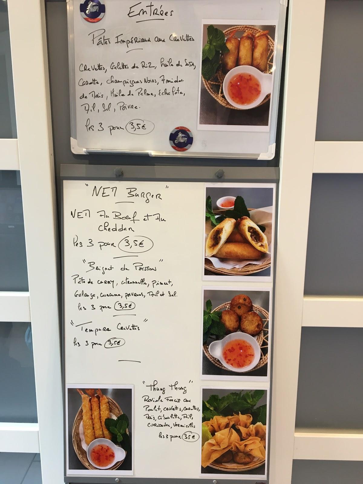 Menu at Saveurs Thaï restaurant, Le Havre
