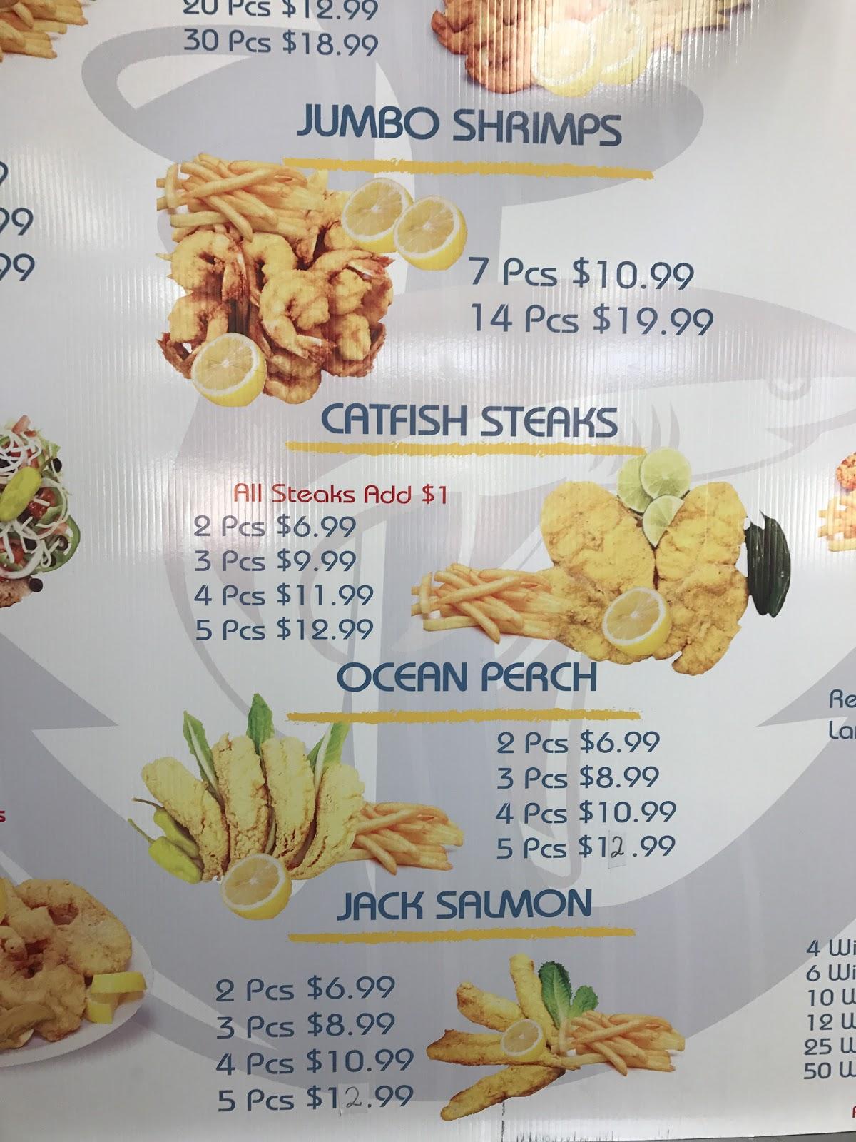 Menu at Sharks Fish & Tony's Steak restaurant, Chicago